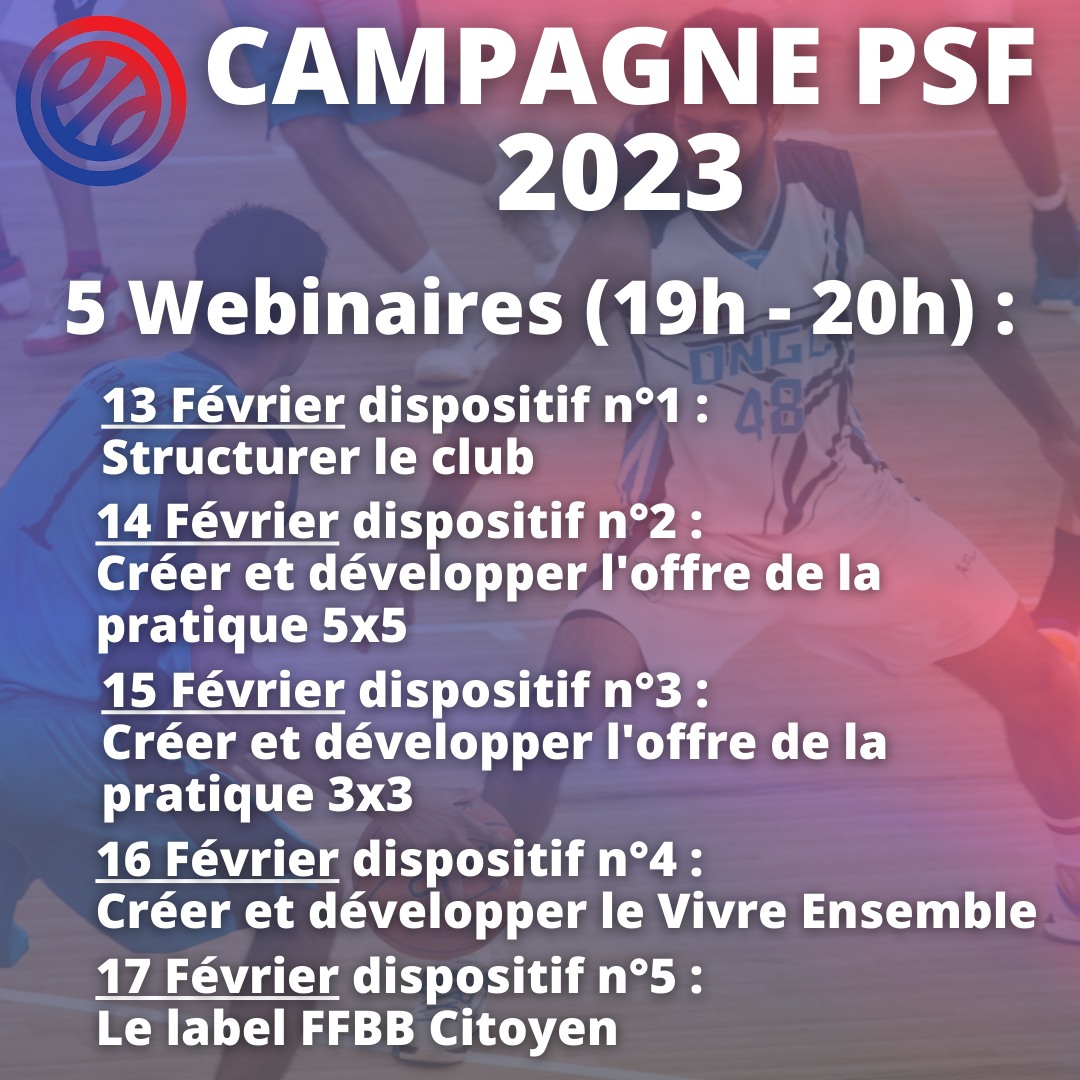 Campagne PSF 2023 CLUBS Webinaires d’information